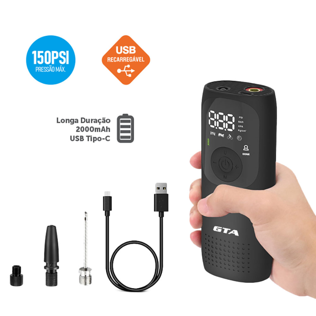 Bomba Eletrica Smart Plus 150psi Recarregavel Usb - Sem Fio - Loja Duas ...